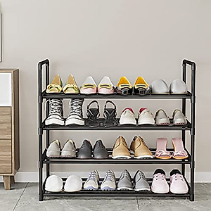 INGIORDAR Shoe Rack 4 Tier Metal Stackable Organizer Storage Shelf Hold 16-20 Pairs for Closet Entryway Bedroom, Black…