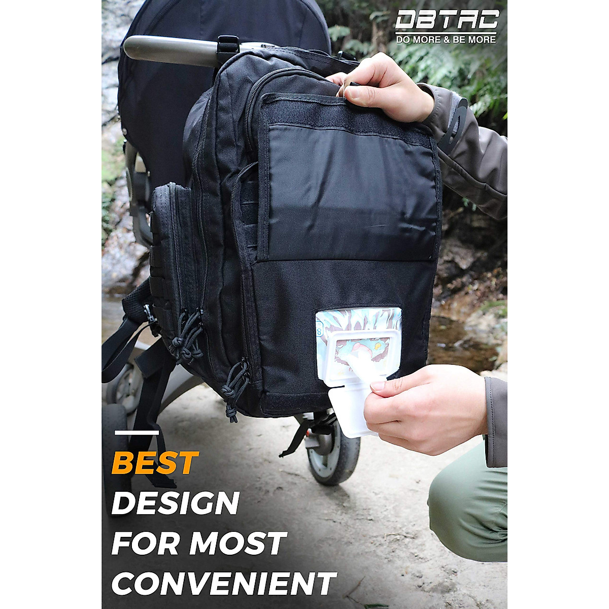 Diaper Bag Backpack for Dad, DBTAC Large Baby Nappy Bag for Men w/Changing Mat, Insulated+Wipe Pockets, Stroller Straps, Black