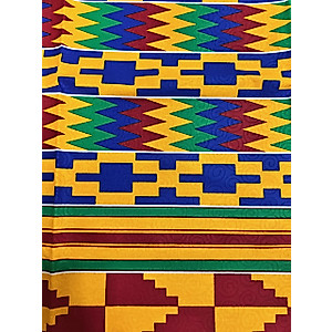 African Kente Print Fabric (Yard) Red Kente Ghana Afrocentric Cotton, African Head Wrap, Head Tie, African Choir, African Dance, Black History, African American