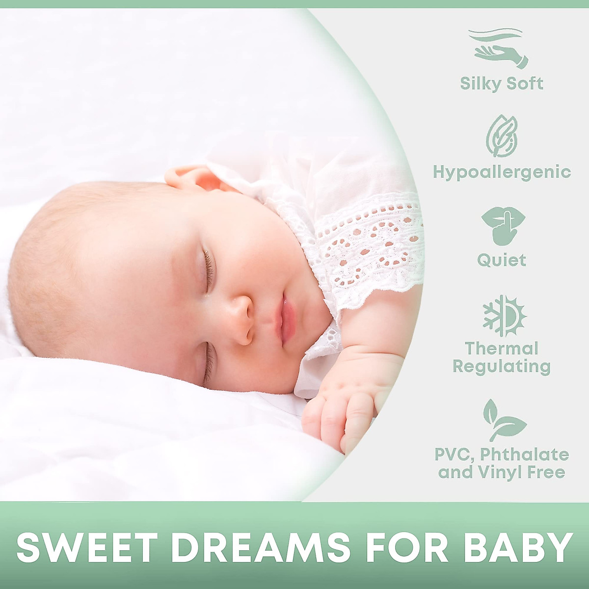 Waterproof Crib Mattress Protector | Toddler Mattress Cover 52” x 28” | Baby Crib Mattress Protector Pad Waterproof | Crib Mattress Cover | Crib Liner Bamboo Jacquard | Quiet Protector by iLuvBamboo