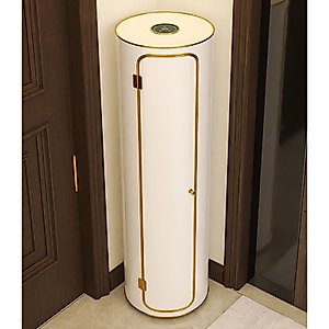 Metal Round Rotating Shoe Rack Tower Vertical Shoe Cabinet With Door, 360 ° Swivel Shoe Rack Multipurpose Cabinet, Corner Scarf Gaming Closet For Corrido (Color : A, Size : Ø40cm 90cm 6layer)