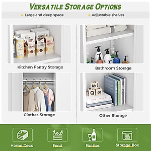 SPERTIKC Wardrobe Closet,72" Armoire Wardrobe Cabinet-Functional Clothes Storage with Hanging Rail, White Storage Cabinet, Metal Cabinet for Bedroom, Kitchen and Pantry