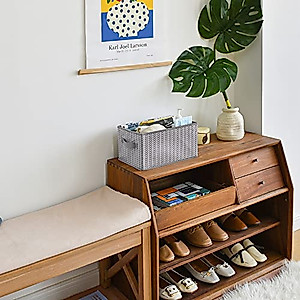 GRANNY SAYS Bundle of 3-Pack Closet Storage Boxes & 2-Pack Wicker Storage Baskets for Shelves