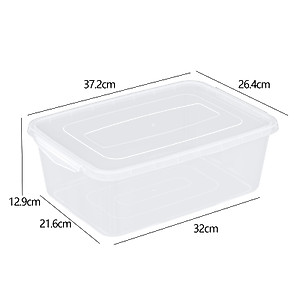 DynkoNA 4 Pack Clear Plastic Latch Box, 14 Quart Storage Containers Bins with Lids