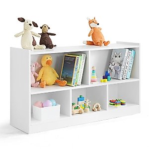 CAPHAUS Toy Storage Organizer with Open Compartments for Kids, 44.1”x11.8”x24.2”, White, Toy Organizers and Storage, Storing Books, Toys, for Classroom, Kindergarten, Playroom, Nursery and Bedroom