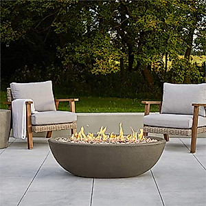 Riverside Oval Propane Fire Bowl in Glacier Gray by Real Flame