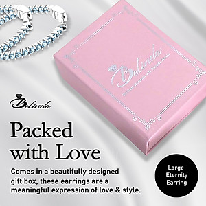 Belinda Jewelz - Hoop Earrings, Eternity Earrings with 62 Colored Gemstones, Birthstone Eternity Earrings Women, 925 Sterling Silver Women's Jewelry, Sky Blue Topaz Earrings For Women, 1.73”