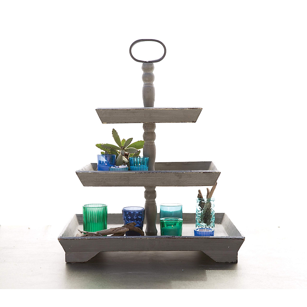 Grey Decorative 3 Tier Tray