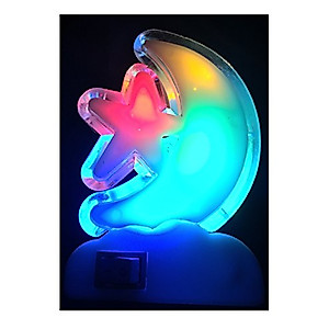 Trisonic LED Plug-in with On/Off Switch Night Light for Kids Nursery Decor for Home Bedroom Decoration Gift Moon & Star