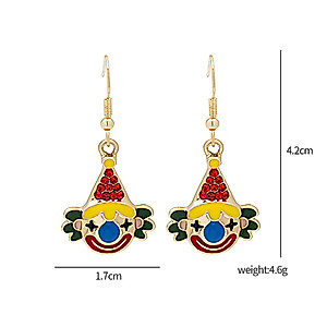 Funny Gifts Clown Earrings Circus Gifts Cute Clown Pendant Earrings Colorful Circus Stud Earrings Weird Earrings for Women