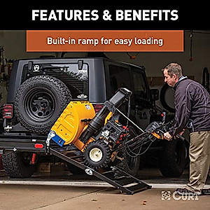 CURT 18112 50 x 30-1/2-Inch Black Aluminum Hitch Cargo Carrier with Ramp, 2-in Folding Shank