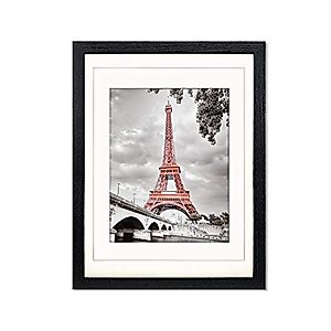 Luxdart 12x16 frames with Mat to Display 11x14 Picture or 8.5x11 photo 12 x 16 Black Solid Wood Picture Frame Wall Art for Living Room Wall Mount and tabletop Decor(2 Mats)