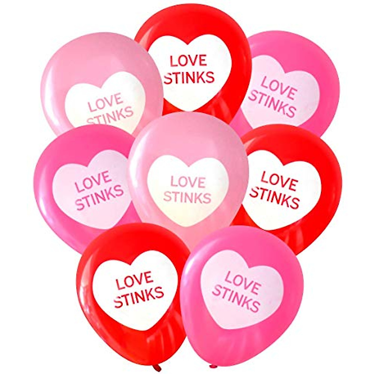 Love Stinks Latex Balloons (16 pcs) | Anti-Valentine's Day | by Nerdy Words (Red & Pinks)