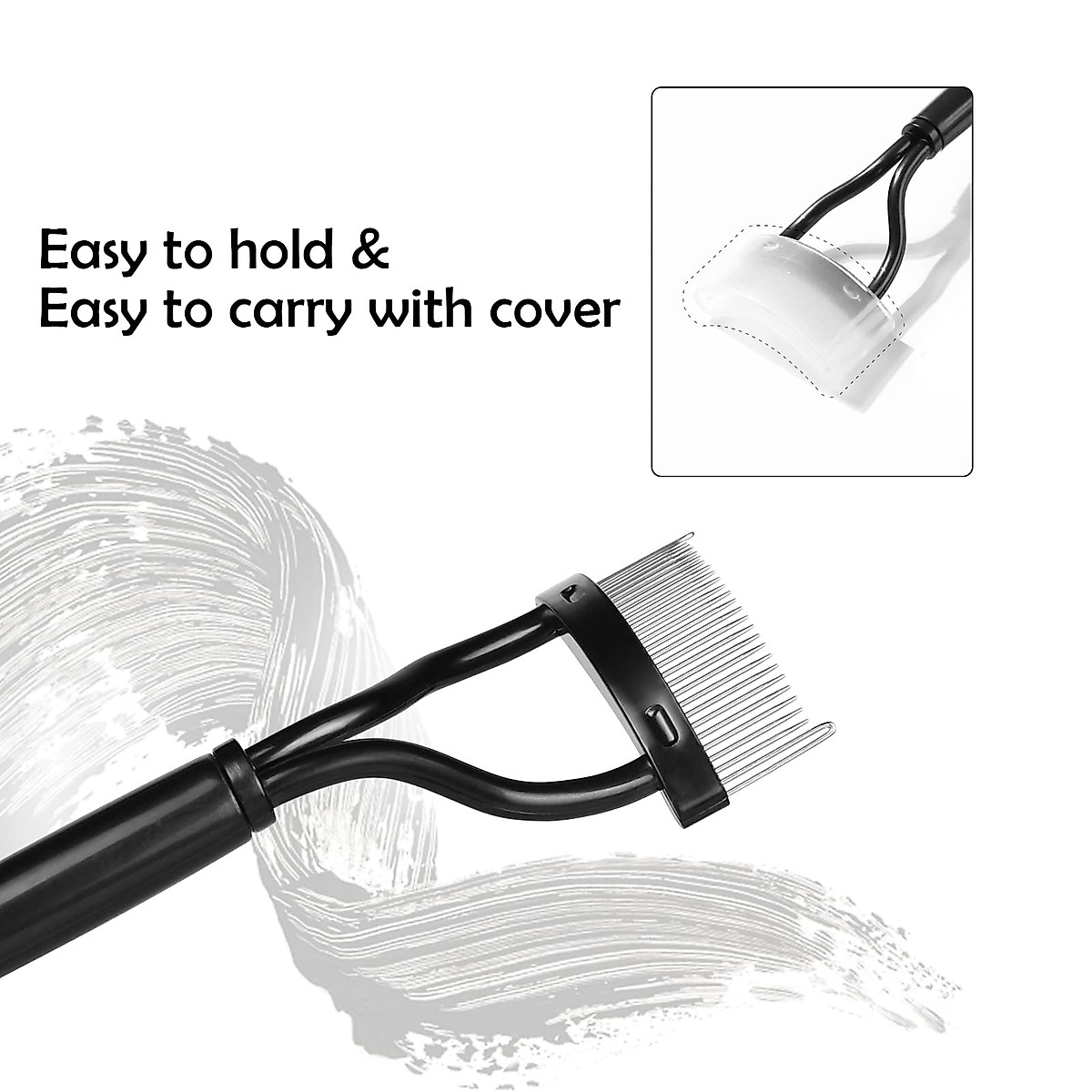 Eyelash Comb Lash Brush Separator 2Pcs, Dust2oasis Eyelashes Separator Curler Makeup Mascara Applicator, Eyelash Grooming Brushes Metal Teeth, Eye Makeup Brush Tools with Comb Cover dark black