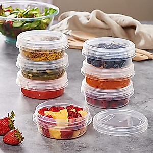 PLASTICPRO 6 Pack Twist Cap Food Storage Containers with Clear Screw on Lid- 8 oz Reusable Meal Prep Containers - Freezer and Microwave Safe Clear Plastic Food Storage