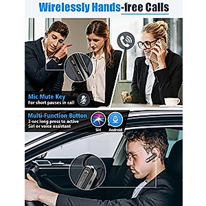 Link Dream Bluetooth Earpiece Wireless CVC8.0 Headset for Cell Phone Dual Mic Noise Canceling Handsfree Phone Earpiece with Mute 20Hrs Talk Time 180 Days Standby for iPhone Android Home Office Driving