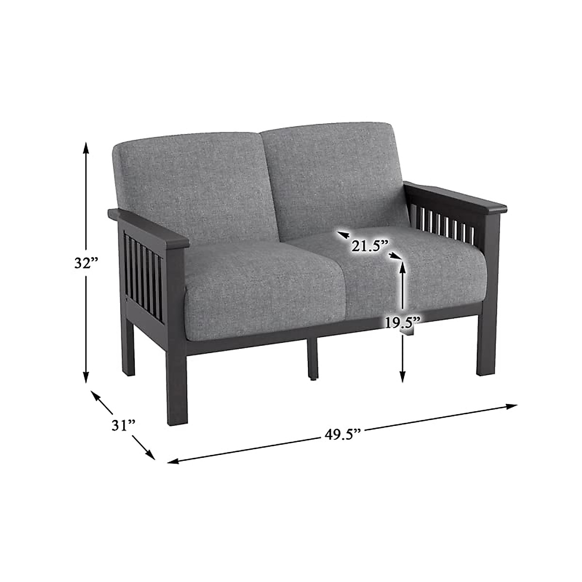 Lexicon Lewiston Fabric Upholstered Loveseat in Gray and Antique Gray