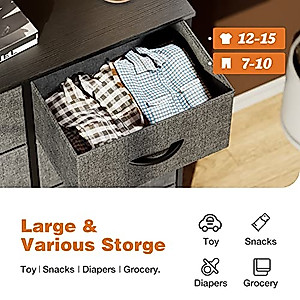 Dresser for Bedroom, Chest of Drawers, 8 Drawer Dresser, Closet Fabric Dresser with 8 Fabric Bins, Steel Frame, Wood Top for Bedroom, Closet, Entryway, Living Room