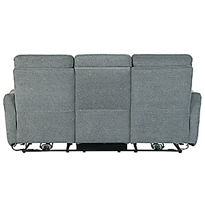 Homelegance Edition 78" Fabric Power Double Lay-Flat Reclining Sofa, Dove