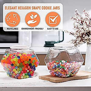eBoot 4 Pieces Plastic Candy Jars Cookie Jars for Kitchen Counter Hexagon Cookie Jar with Lid Clear Candy Containers Laundry Pod Storage Container Dry Food Jar for Candy Buffet Dog Treats Craft (129 Oz)