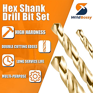 M35 Step Drill Bit Set 1/8"-7/8"(3 pcs), 1/4" Hex Shank HSS Four Spiral Flute Design, Impact Resistant - Perfect for DIYers and Professionals - Drill Through Metal, Stainless Steel, Wood