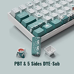 Keycaps 60 Percent - PBT Keycap Set, 71 Key Custom Keycaps for Mechanical Keyboards, OEM Profile, English (US) Layout - Coral Sea