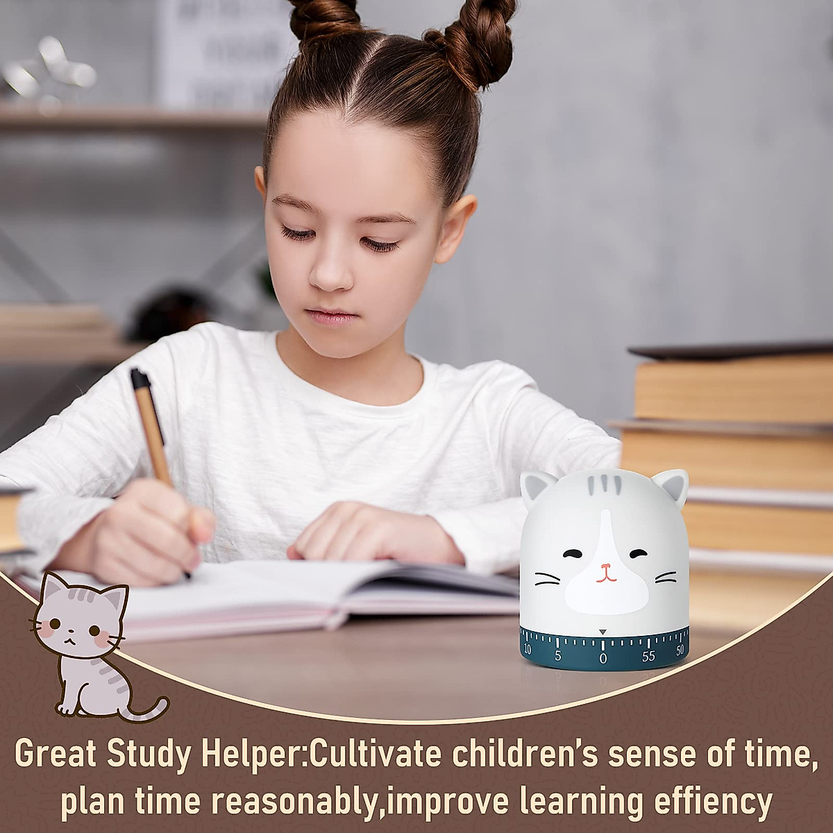 4 Pcs Kitchen Cooking Timer Animal Mechanical Timer 60 Minute Wind up Dial 360° Rotating Countdown Egg Reminder No Batteries Loud Ring Cartoon Alarm for Kids Time Management, Fox Pig Cat Dog(Animal)