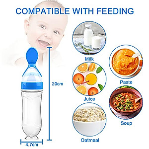 Food Feeder Baby Fruit Feeder Pacifier (3 Pcs) with 6 Different Sized Silicone Pacifiers 2 PCS Silicone Baby Food Dispensing Spoon 90ML with 2 Baby Spoons Silicone Bottle Brush Pacifier Clip