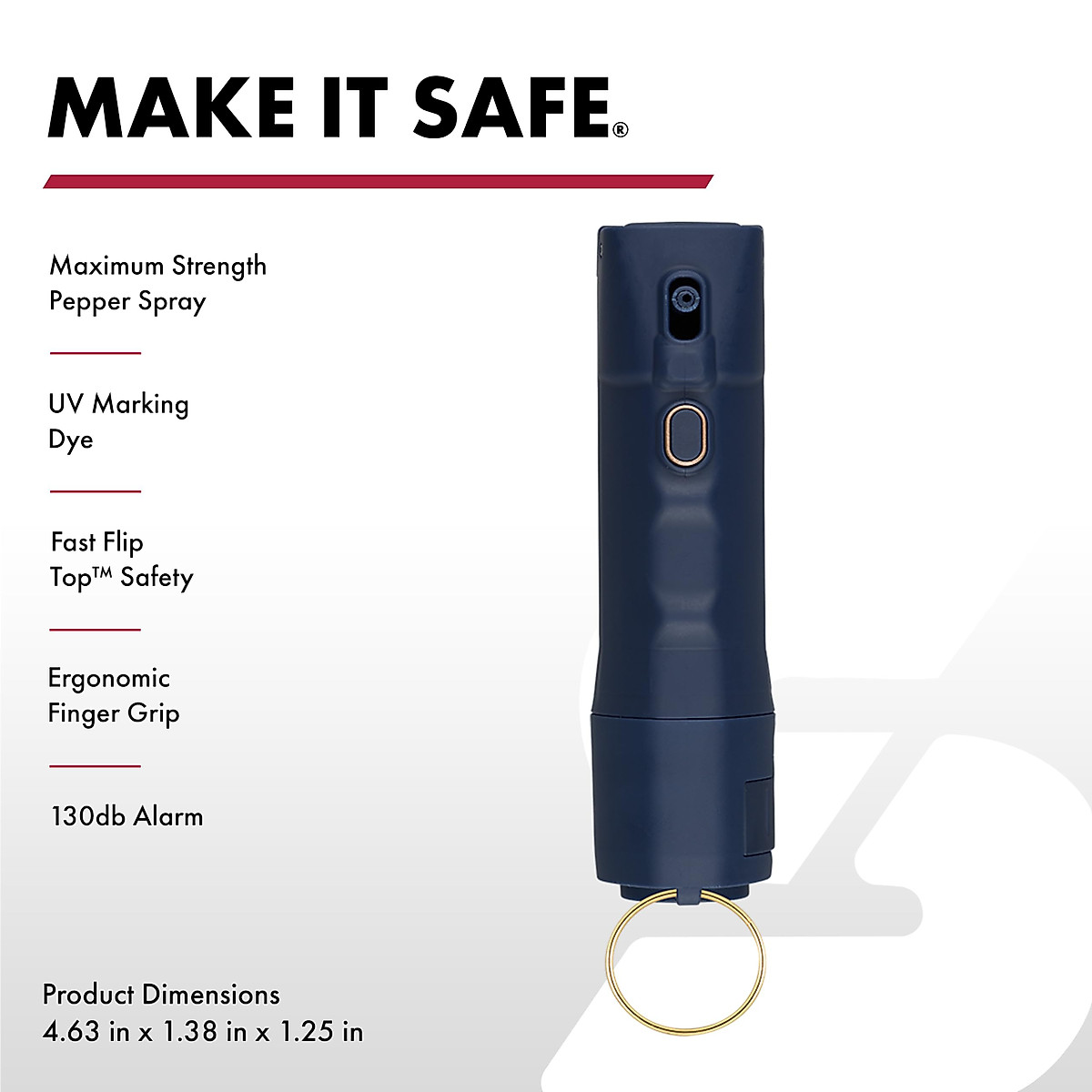 SABRE 2-in-1 Pepper Spray + Personal Alarm, Alert & Defend with One Press or Use Alarm Only, Fast Flip Top Safety with Finger Grip & Tuck-Away Keyring, Maximum Police Strength, UV Marking Dye & 130dB