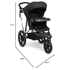 Delta Children Apollo Jogging Stroller - Shock Absorbing Frame with Large Canopy & Recline - Car Seat Compatible, Black