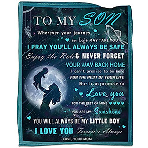 JOPJOLIW Son Blanket from Mom-Son Gifts Blanket-Birthday Graduation Gifts for Son Throw Blanket 60"x50" -Gifts for Son from Mom Blanket