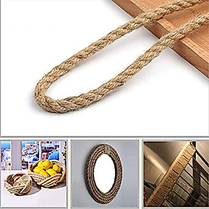 Natural Jute Rope Hemp Rope (3/8 in x 100 ft) Strong Jute Twine for Crafts Cat Scratch Post Hammock Decorating