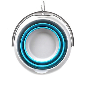 SAMMART 3 pcs. 5L / 1.32 gallons Collapsible Plastic Bucket (5L Round Set of 3, Bright Green+Bright Blue+Pink)