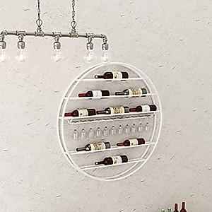 White Wine Rack Wall-Mounted Round Wine Bottle Holder，Metal Iron Hanging Goblet Glass Stemware Storage Shelf Display Shelves for Bar Kitchen Restaurant (Size : 85x10x85cm)