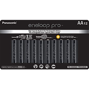 Eneloop Panasonic Pro Ni-MH AA Batteries BK-3HCCA12FA 12pk & Ni-MH AAA Batteries BK-4HCCA4BA 1.2V 4pk Rechargeable