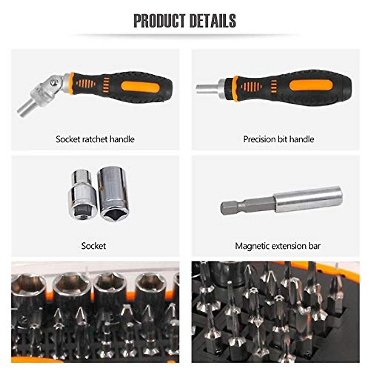 YÁSEZ Ratchet Screwdriver Set Magnetic Bits Precision Socket Screwdriver Bit Set Adjustable Ratchet Handle 61 in 1 Hand Tools
