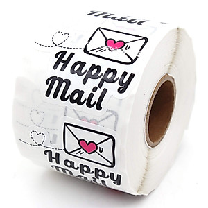 unp 1.5 Inch Happy Mail Stickers, Thank You Sticker, Small Shop Sticker, Small Business, Packaging Sticker, 500PCS