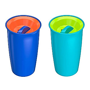 Playtex Sipsters Stage 2 360 Degree Spill-Proof, Leak-Proof, Break-Proof Spoutless Cup for Boys, 10 Oz - 2Count