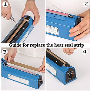 Impulse Heat Sealer Manual Bags Heat 8 Inch Impulse Sealing Machine for Plastic Bags PE PP Bags with Extra Replace Element Grip