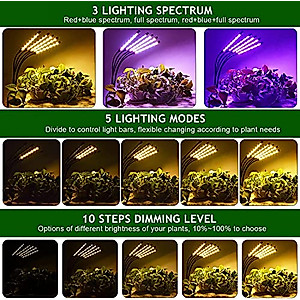 KEELIXIN Grow Lights for Indoor Plants,5 Heads Red Blue White Full Spectrum Plant Light with 15-60" Adjustable Tripod Stand, Indoor Grow Lamp with Remote Control and Auto On/Off Timer Function