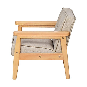 Kid Chair Sofa ,Upholstered Armrest Chair with Solid Wood Structure and Linen Fabric for Kids Gift ( Dark Grey,Light Grey) (Light Grey)