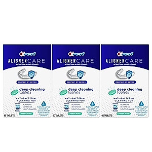 Crest Aligner Care Deep Cleaning Anti-Bacterial Tablets for Aligners, Retainers, Mouthguards, 60-Count, Pack of 3