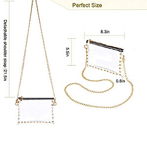 Y&R Direct Rivets Clear Bag Clear Purse Clutch Removable Chain Strap Concert Venues Stadium Approved PVC