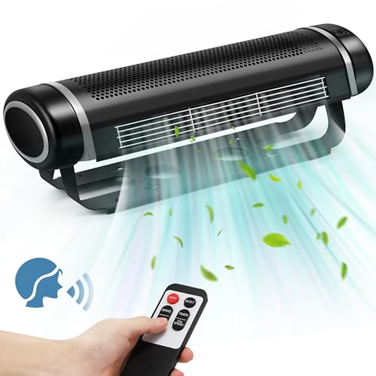 Hanchen Air Purifier Fan with Voice Control, Bladeless Wall Mount Fan Oscillating Fan Cooling Fan for Bedroom Air Circulator Fan with Remote Touch Panel Control 7H Timer, One-touch Air Purification ＆ Circulation 28"