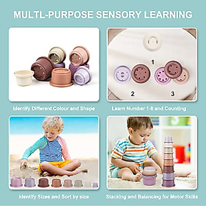 Baby Stacking Toy Cups,Toddler Stackble Bath Toy for 1-3,Nesting Cups Pool Toys for 6-12 Months Infant,Kids Early Educational Montessori Gift for 2-4 Years Old Boys Girls