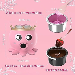 Octopus Shape Waxing Kit for Women, Digital Wax Warmer for hair removal, wax melt warmer with 4 bags Hard Wax Beads for Full Body, Brazilian, Bikini, Legs, Facial, Eyebrow, Armpit Hair Removal