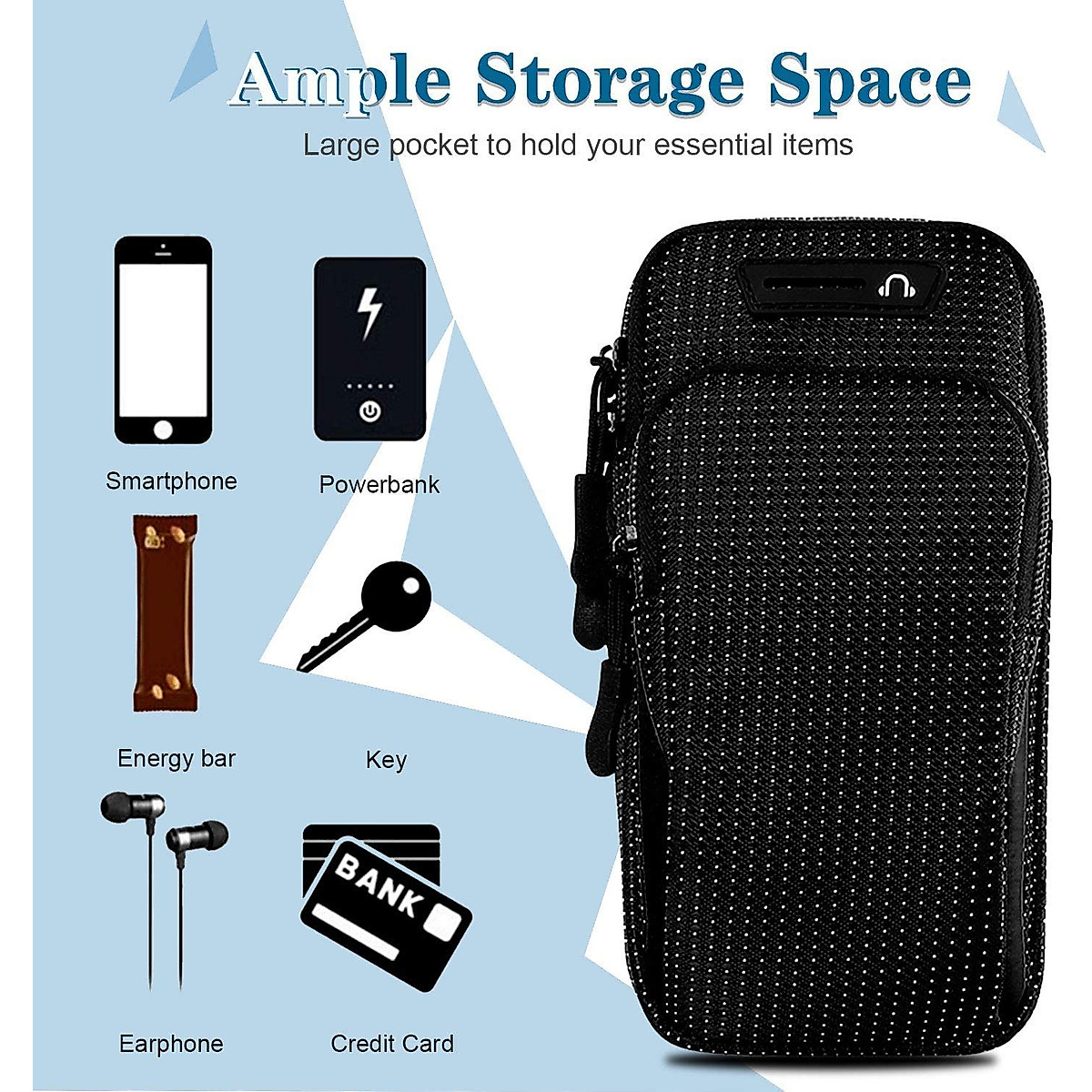 KAHEAUM Phone Holder for Running Armband Cell Phone Holder iPhone 15 14 13 12 11 Pro Max Xs SE Mini Xr X 8 7 6 Plus Galaxy S24 S23 S22 Note 20 10 Sleeve Key Pouch,Workout Arm Band Sports Exercise Gym