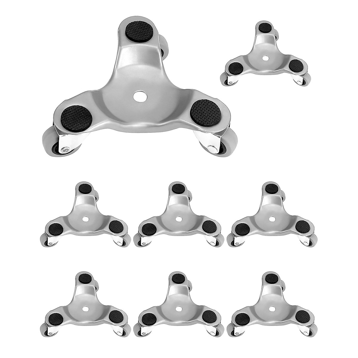 QWORK 8 pcs 6" Steel Tri-Dolly, 400 lbs Load Capacity, Great for Moving Furniture & Appliances, Durable and Easy to Use
