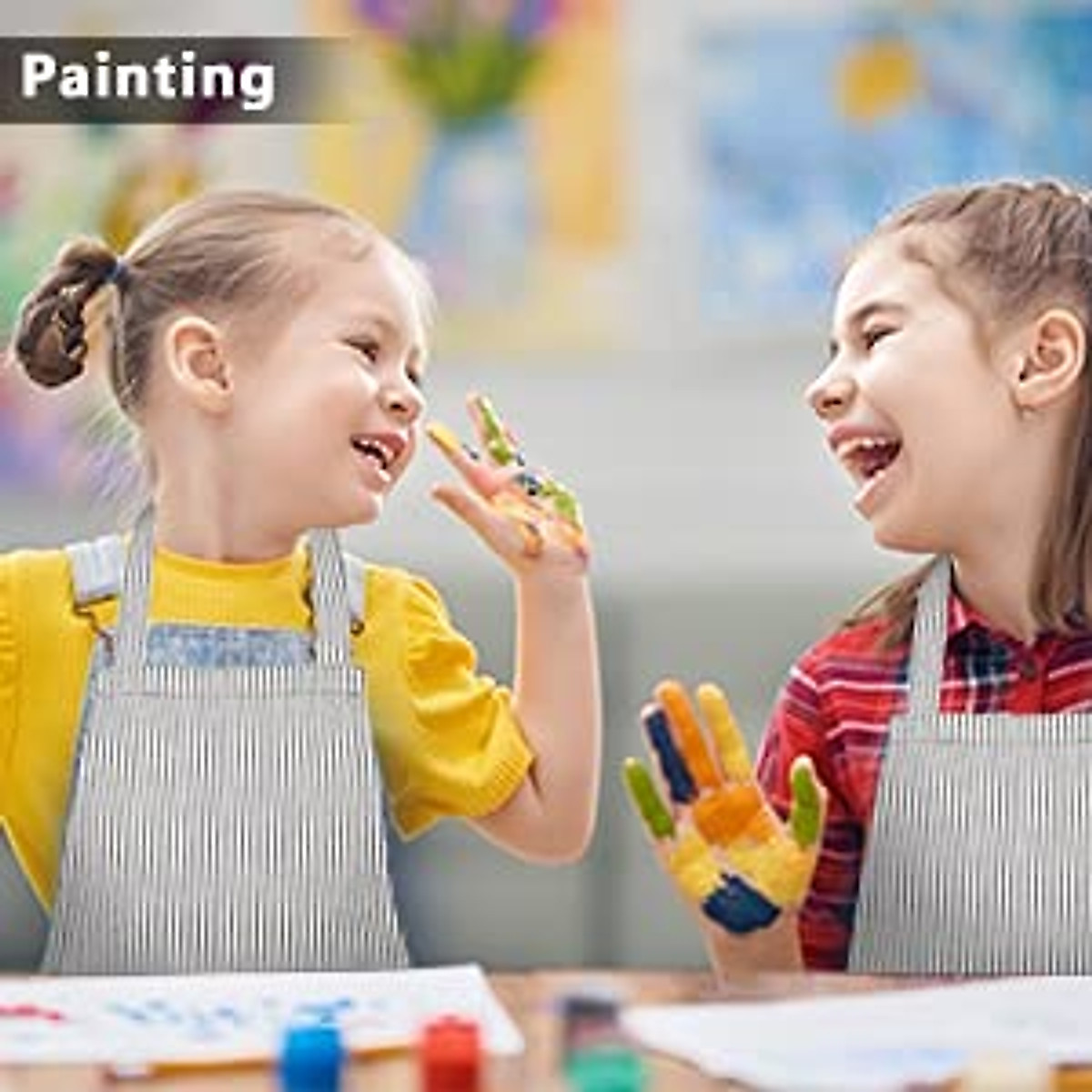 TeddSnow Daily Kids Apron, Toddler Cotton Adjustable Bib Chef Apron with Pocket, For Children Age 2 to 5 years, Boys Girls