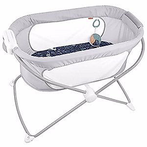 Fisher-Price Baby Crib Soothing View Vibe Bassinet Portable Cradle With Music Vibrations And Slim Fold For Travel, Moonlight Forest [Amazon Exclusive]